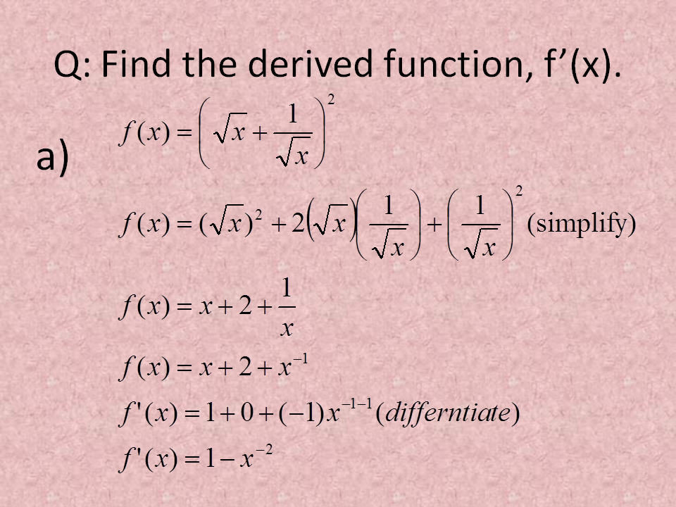 Math12: Chapter 2- Differentiation