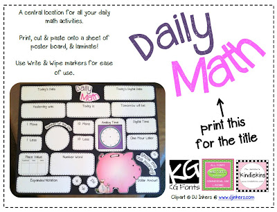 Daily Math Wall {Free} Printable :)