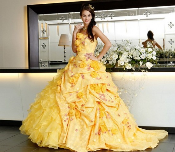 Gambar Gaun Pengantin Warna Kuning - Model Gaun Pengantin