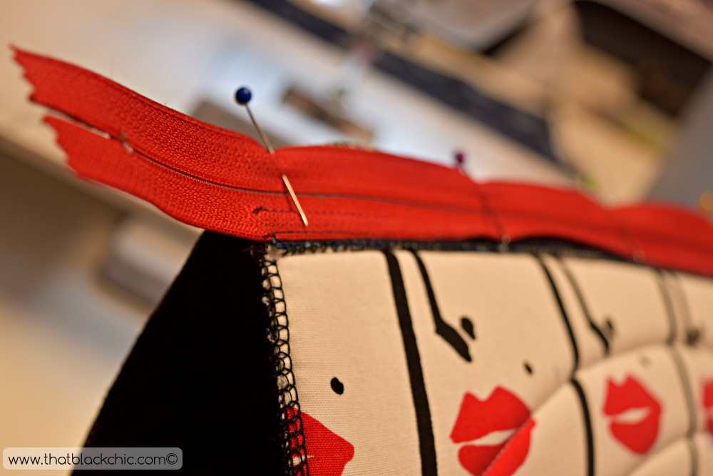 Another DIY Square Cosmetic Bag with Denim & Lips this time![ Tutorial ...