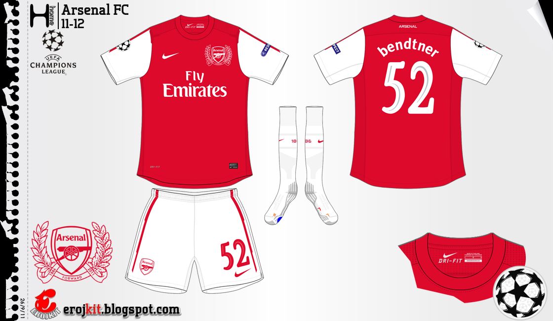 Kit Design, by eroj: 2011-12 Arsenal (Home e Away)