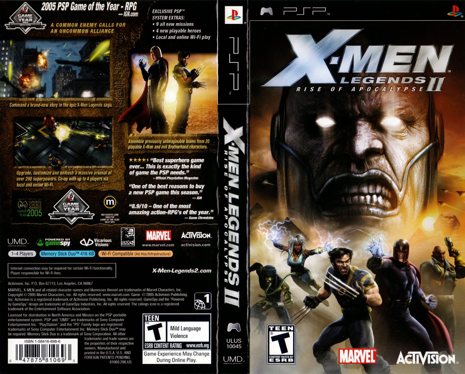 GAMES MR.WHITE: X-MEN LEGENDS ll RISE OF APOCALYPSE PSP (1FICHIER)