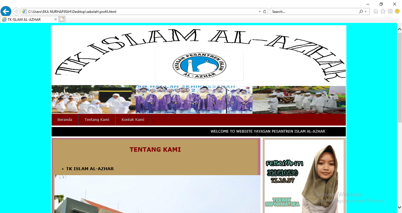 Belajar membuat web html + css dengan tema sekolah
