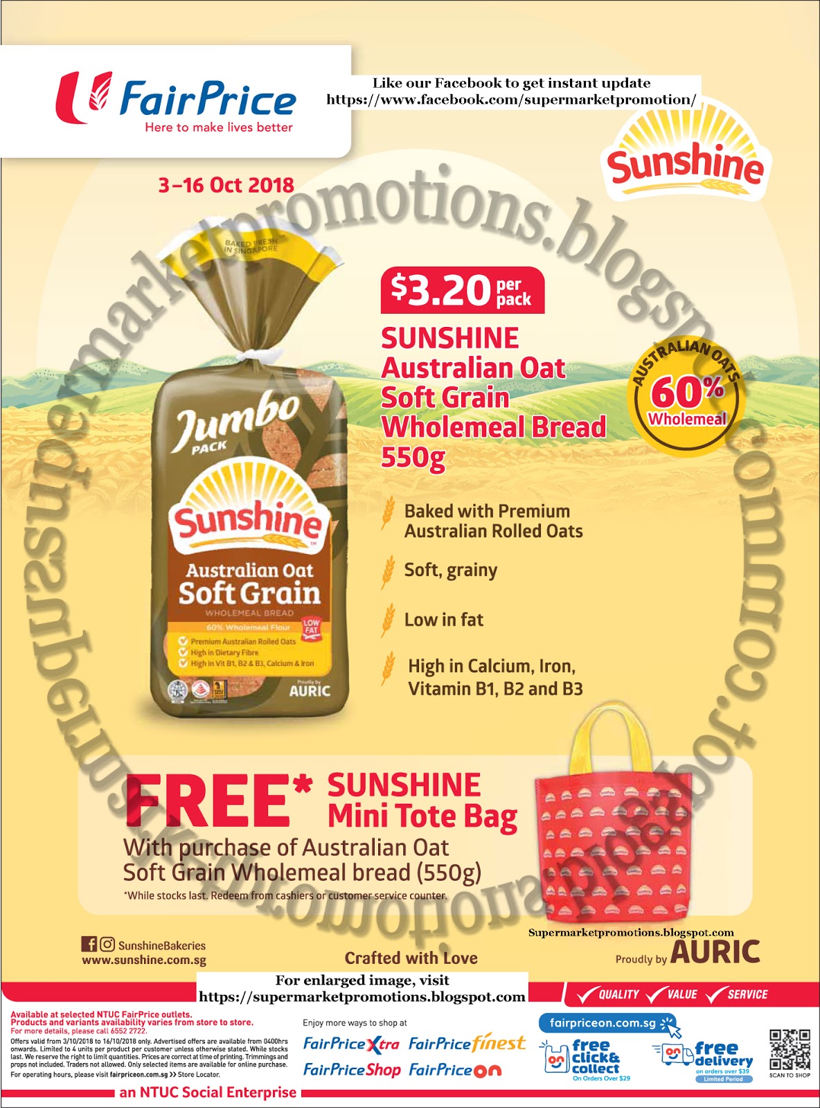 NTUC FairPrice Sunshine Bread Promotion 03 - 16 October 2018 ...