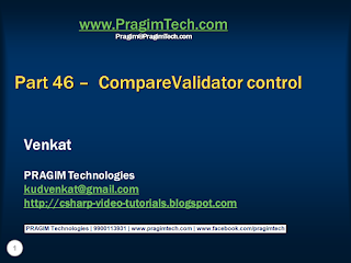 Sql server, .net and c# video tutorial: Part 46 – CompareValidator control