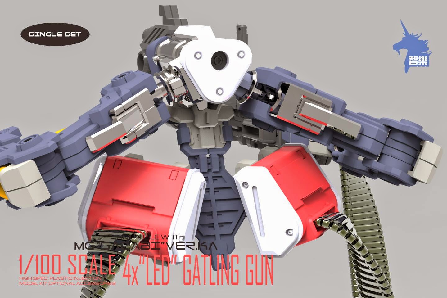Playwright: 1/100 4x Gatling Gun Set + LED for MG Sazabi Ver. Ka ...