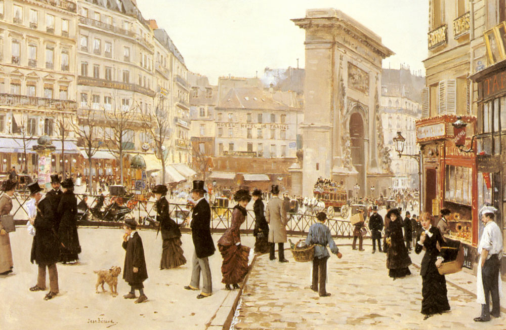 Peinture Française du 19ème Siècle: Le Boulevard St. Denis, Paris (1899)