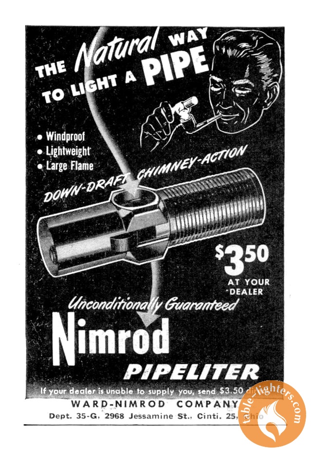Table lighters collectors' guide: Ad: Ward Nimrod Pipeliter, Pipe ...