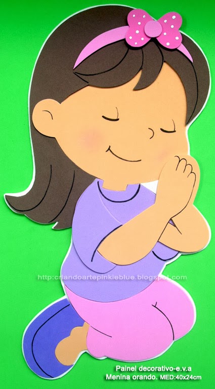Pinkie Blue Artigos para festa: Painel menina orando-rezando