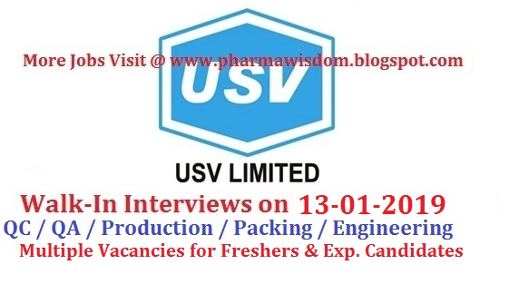 USV LIMITED - Walk-Ins for Multiple Vacancies for Freshers & Exp ...