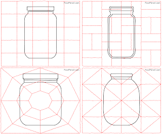 Four grid: Free printable Jar grid line drawing worksheet/activity for kids