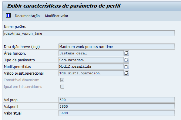 Consultant SAP: RZ11 - TIME OUT