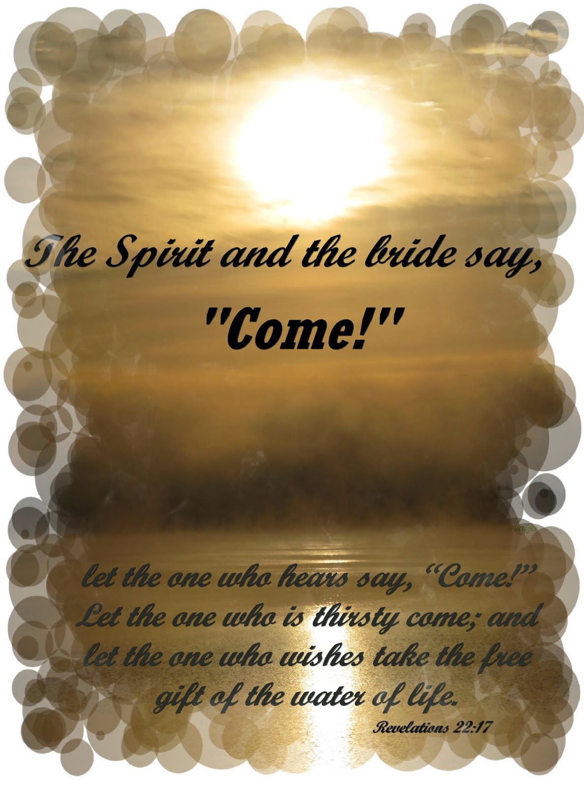 Thro' a glass darkly ...: The Spirit and the bride say ...