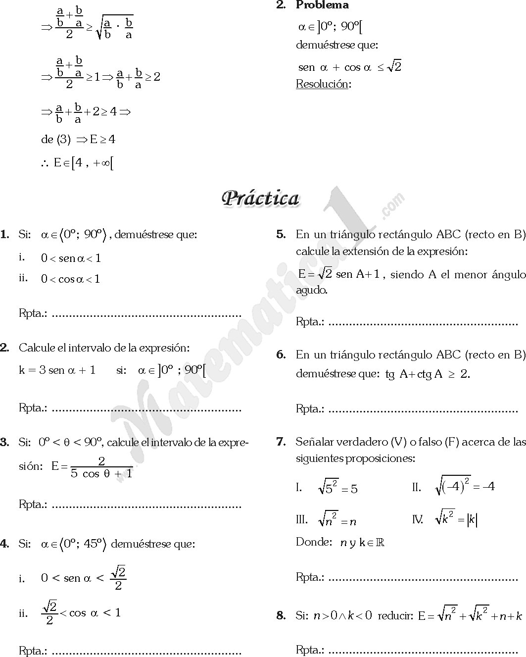 DESIGUALDADES E INTERVALOS NUMÉRICOS EJERCICIOS RESUELTOS Y PARA ...