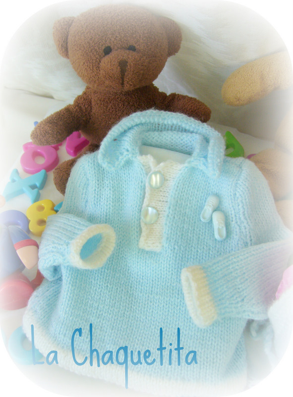 LA CHAQUETITA DE PUNTO: CONJUNTO AZUL BEBÉ