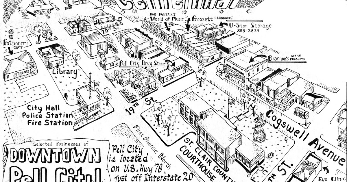 The Barthet Gallery: Pictorial Map of Pell City