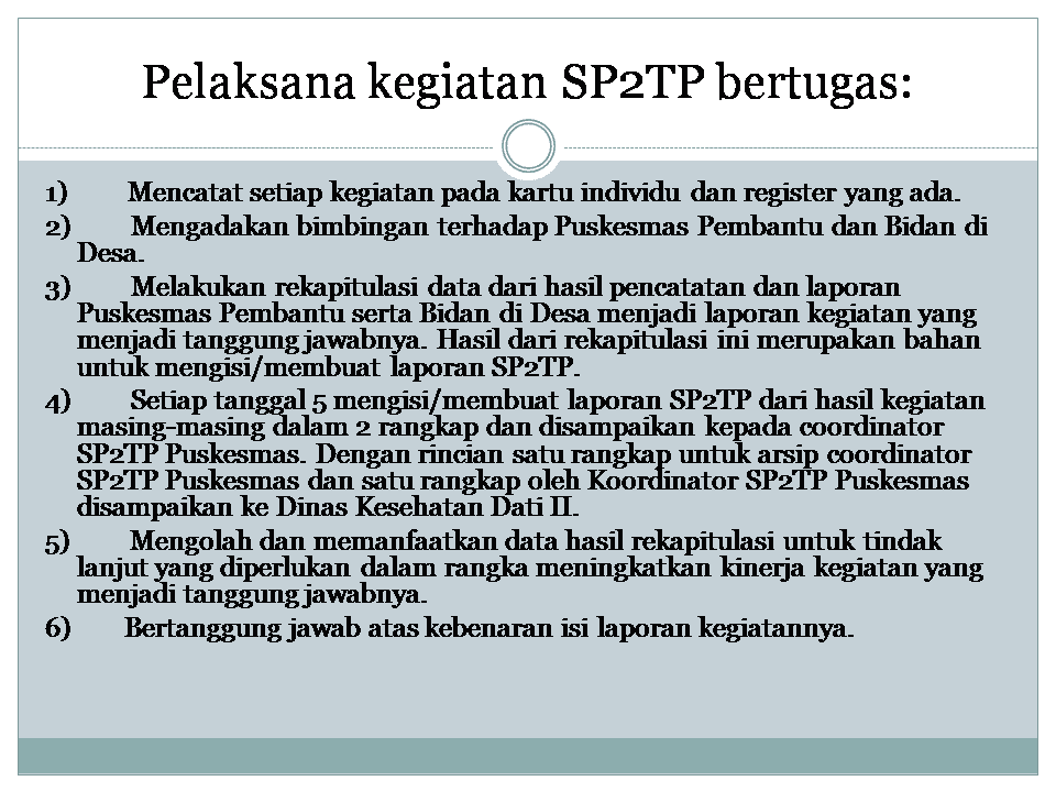 afa: SISTEM PENCATATAN DAN PELAPORAN TERPADU PUSKESMAS (SP2TP)