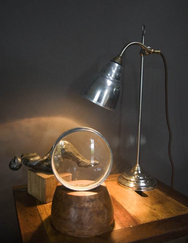 outsider antique: Watchmaker lamp