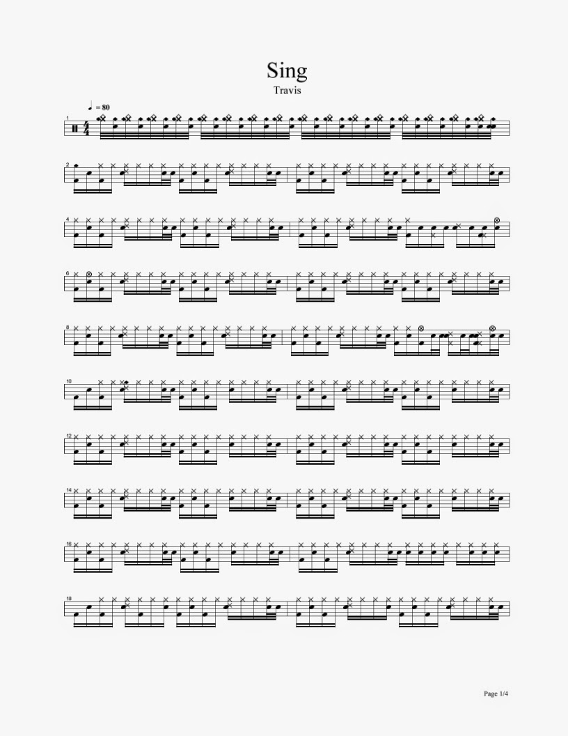 Travis - Sing | Partituras para Batería