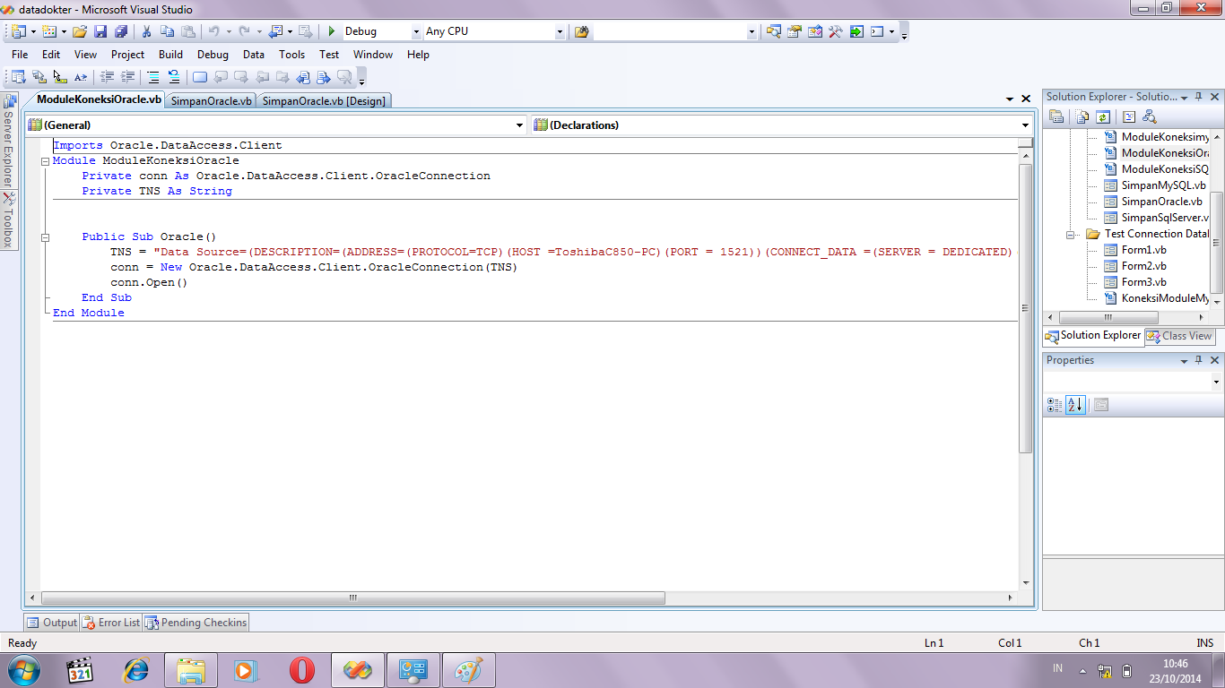 Vbnet Koneksi Database Oracle Ke Vbnet