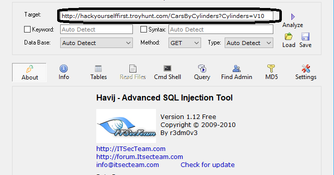 SQL Injection - המדריך לתוכנה Havij