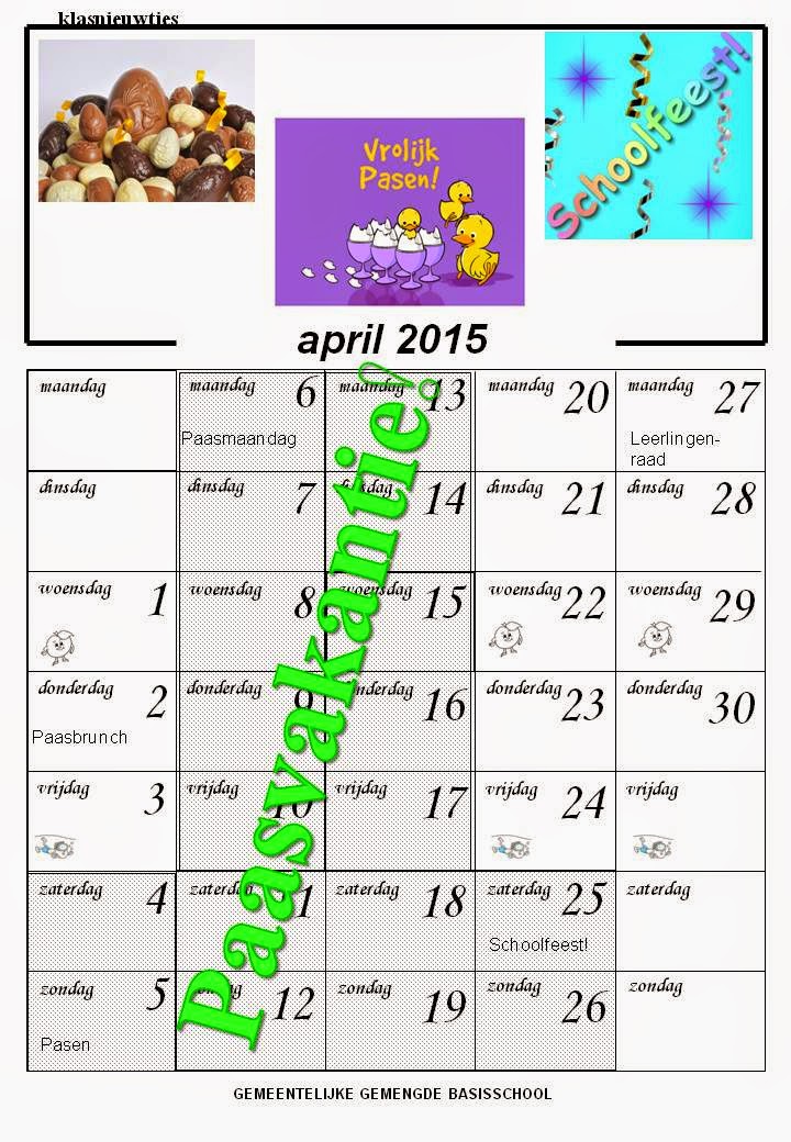Het Klimtouw: Kalender april 2015 eerste graad