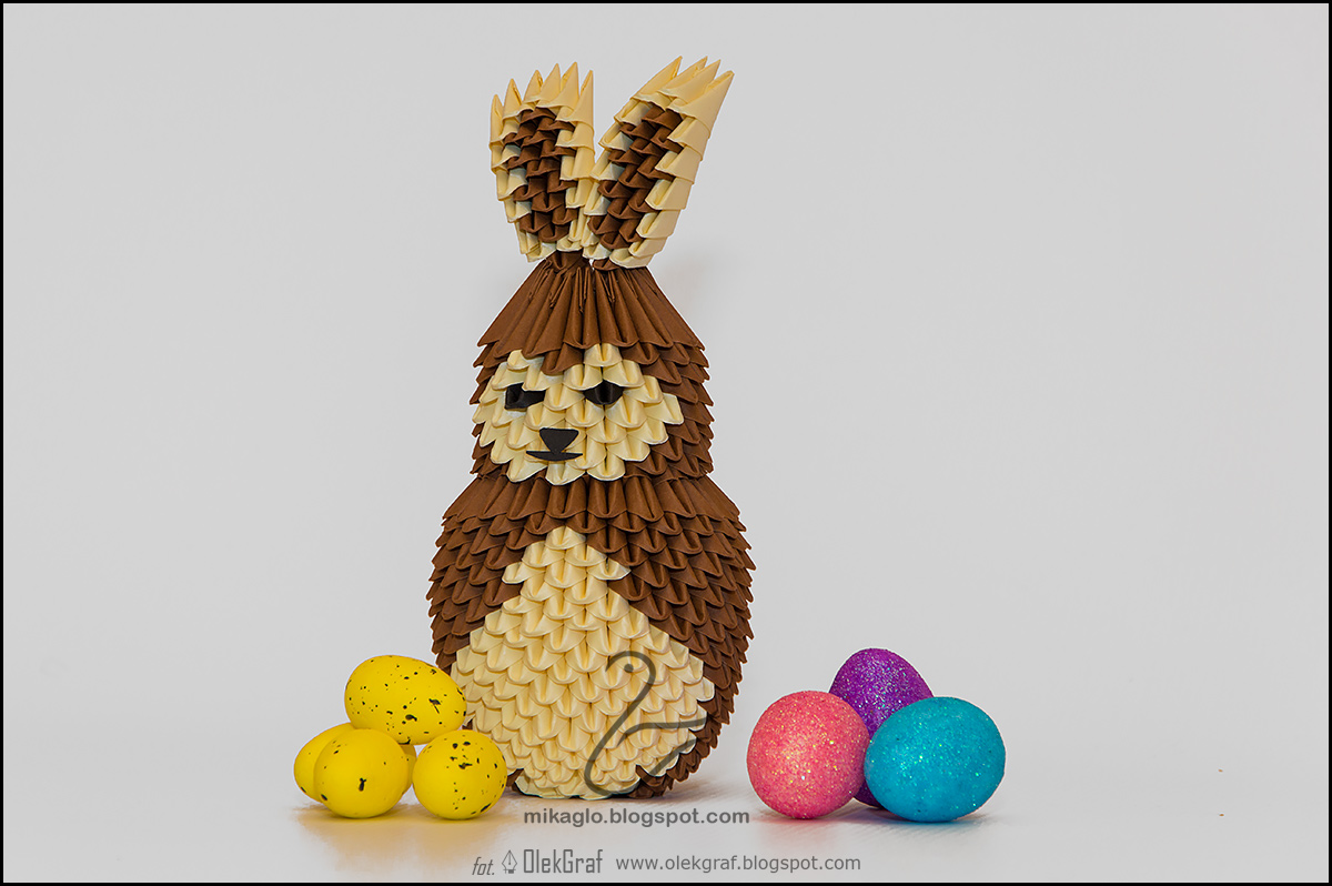 Origami 3d - mikaglo: 376. Zając Wielkanocny / 3d origami bunny