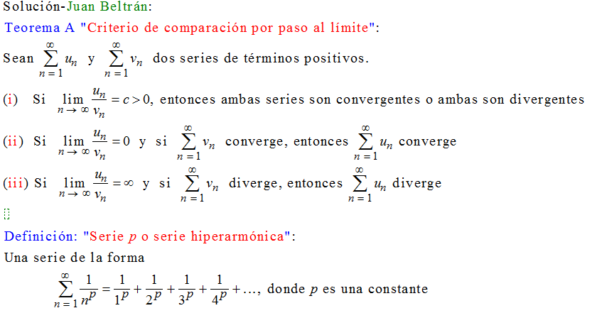 Cálculo21: Criterio de comparación por paso al límite para determinar ...