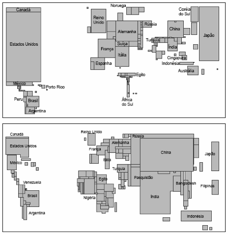 Estasrepresentações são anamorfoses geográficas. Uma ...