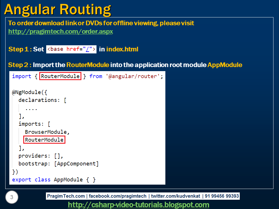 Sql server, .net and c# video tutorial: Angular Routing - Slides Sql server, .net and c# video tutorial: Angular Routing - Slides