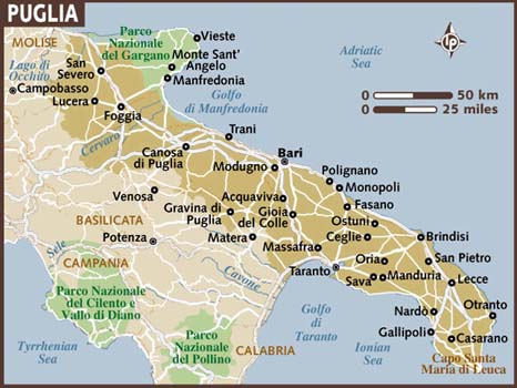 Mappa della Città di Provincia Regionale Italia: Puglia & Basilicata ...