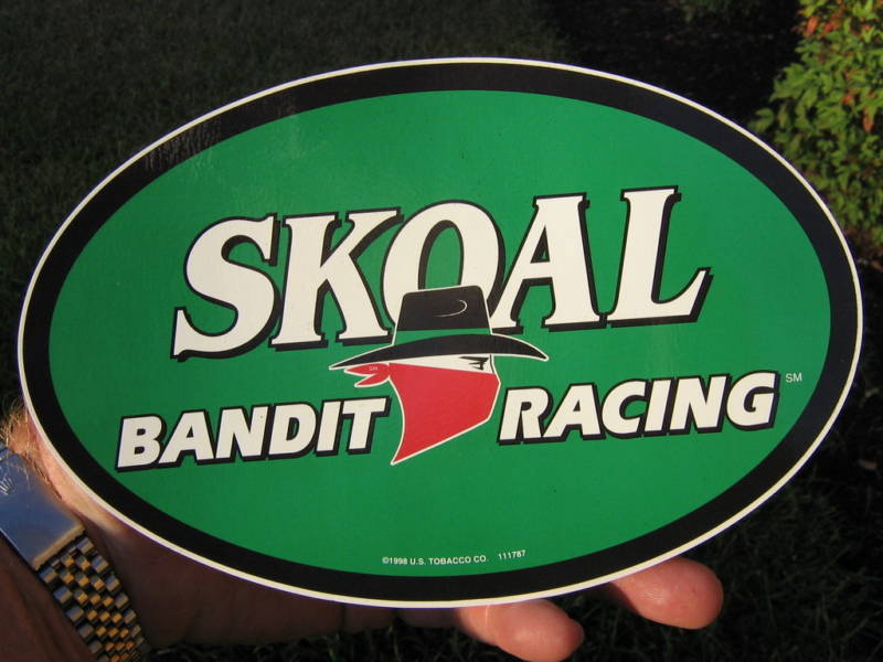 Retro and Vintage Garage: Rare SKOAL BANDIT RACING oval decal 1998