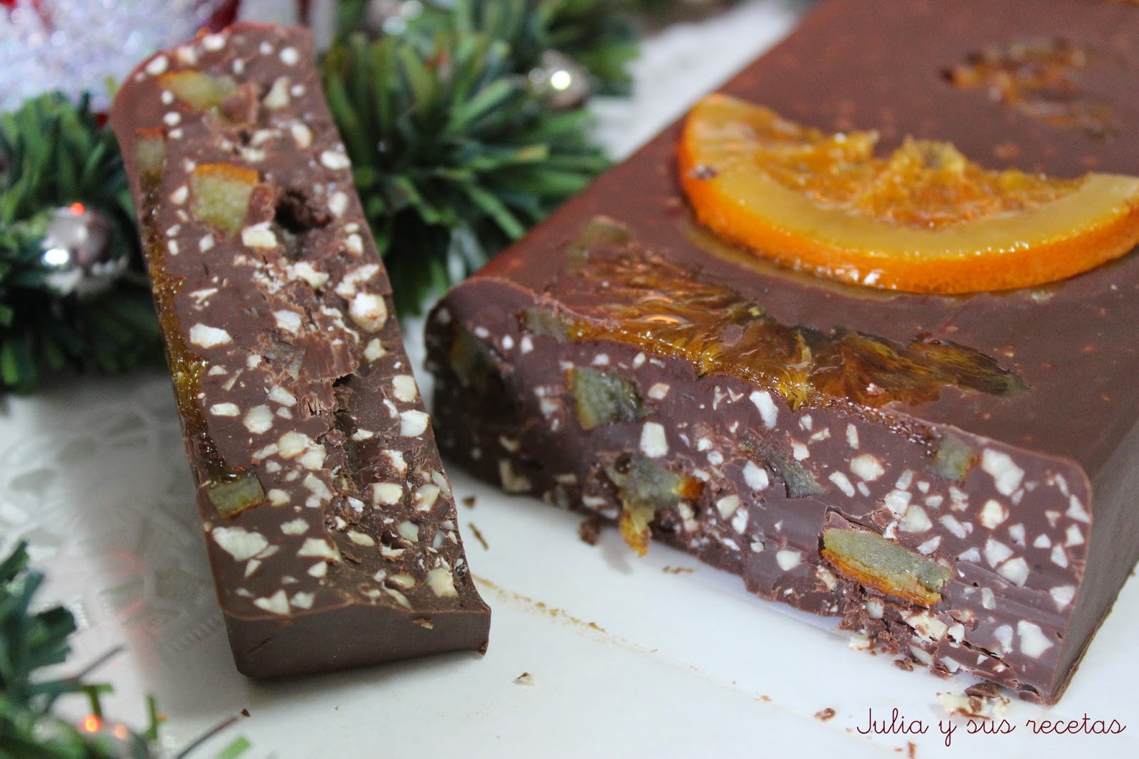 JULIA Y SUS RECETAS: Turrón de chocolate y naranja confitada