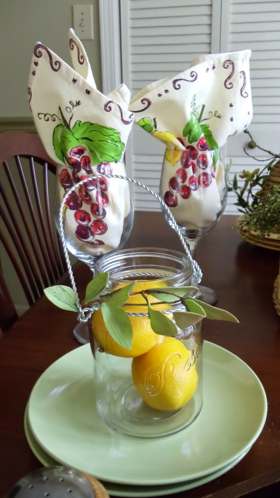Upstairs Downstairs: Lemons and Grapes~Kitchen Table Vignette