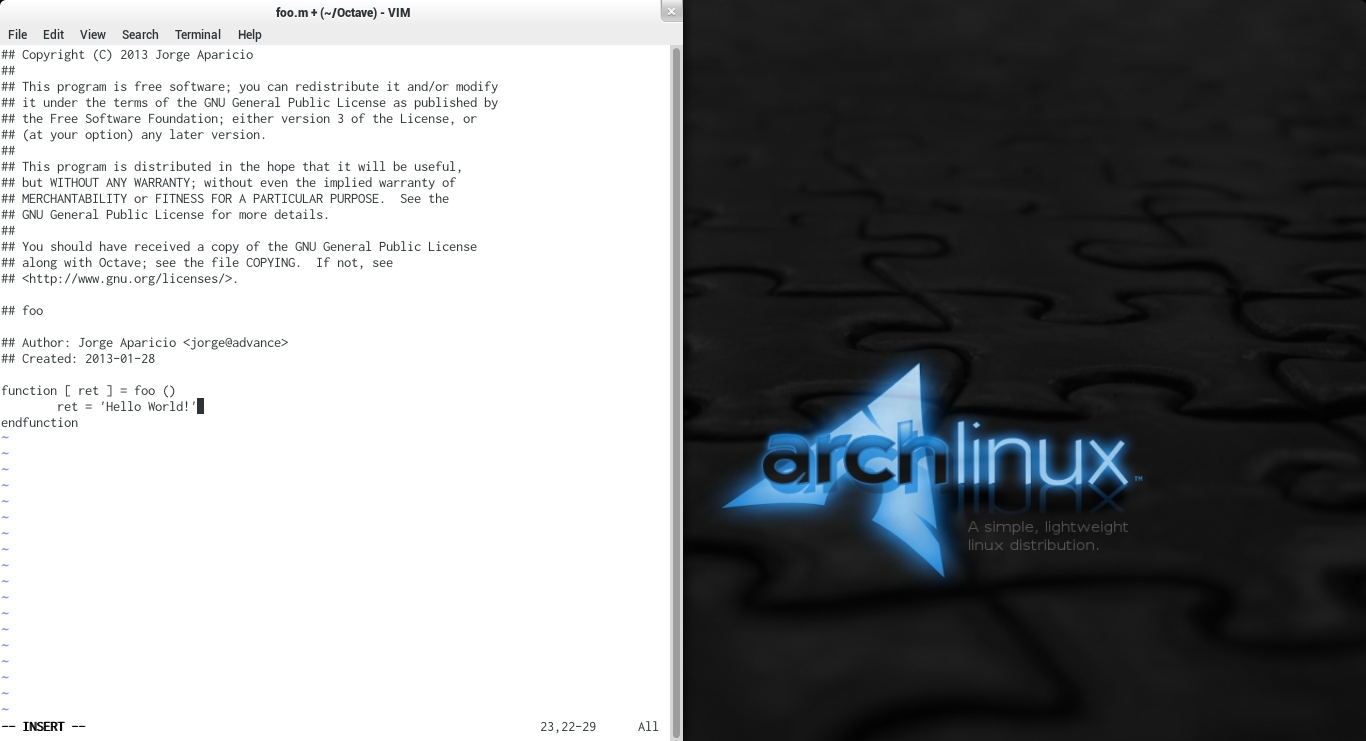 Embedded Programmer: Augmenting Octave with Vim