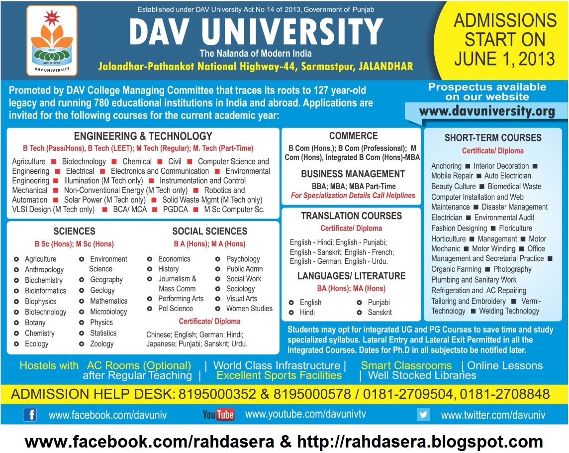 RAH DASERA: DAV UNIVERSITY JALANDHAR