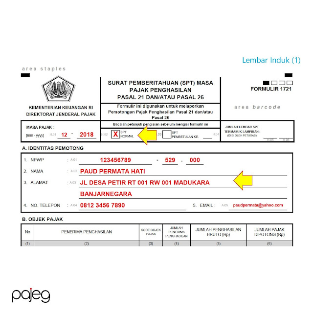 Simulasi Lapor SPT Masa PPh Pasal 21 masa Desember Nihil PAUD Nirlaba