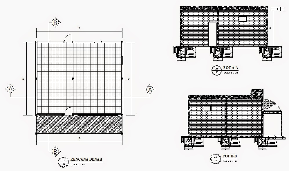 HUNIAN RAKYAT: Denah Toko Sederhana Ukuran 7 x 6 ( Tipe 21 )