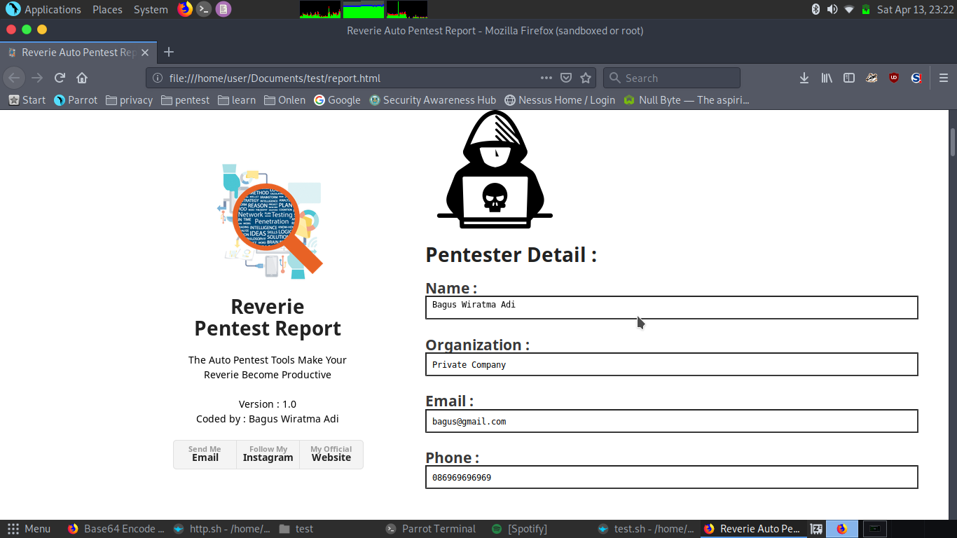 Reverie - Automated Pentest Tools Designed For Parrot Linux Reverie - Automated Pentest Tools Designed For Parrot Linux