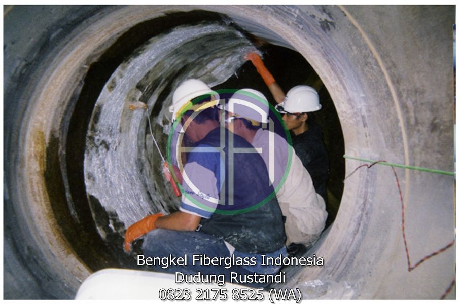 FRP Lining Pelapisan Fiberglass Coating Pipa Beton Struktur Besi