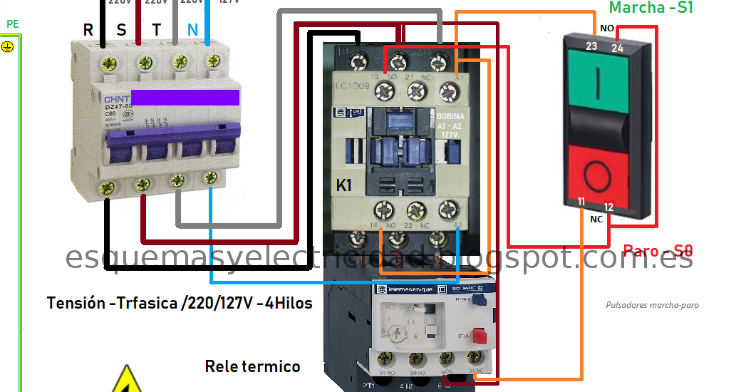Esquemas eléctricos: Conectar contactor a botoneras
