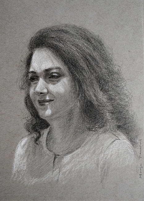 Paintings and Drawings by Manju Panchal: Portrait drawing using ...