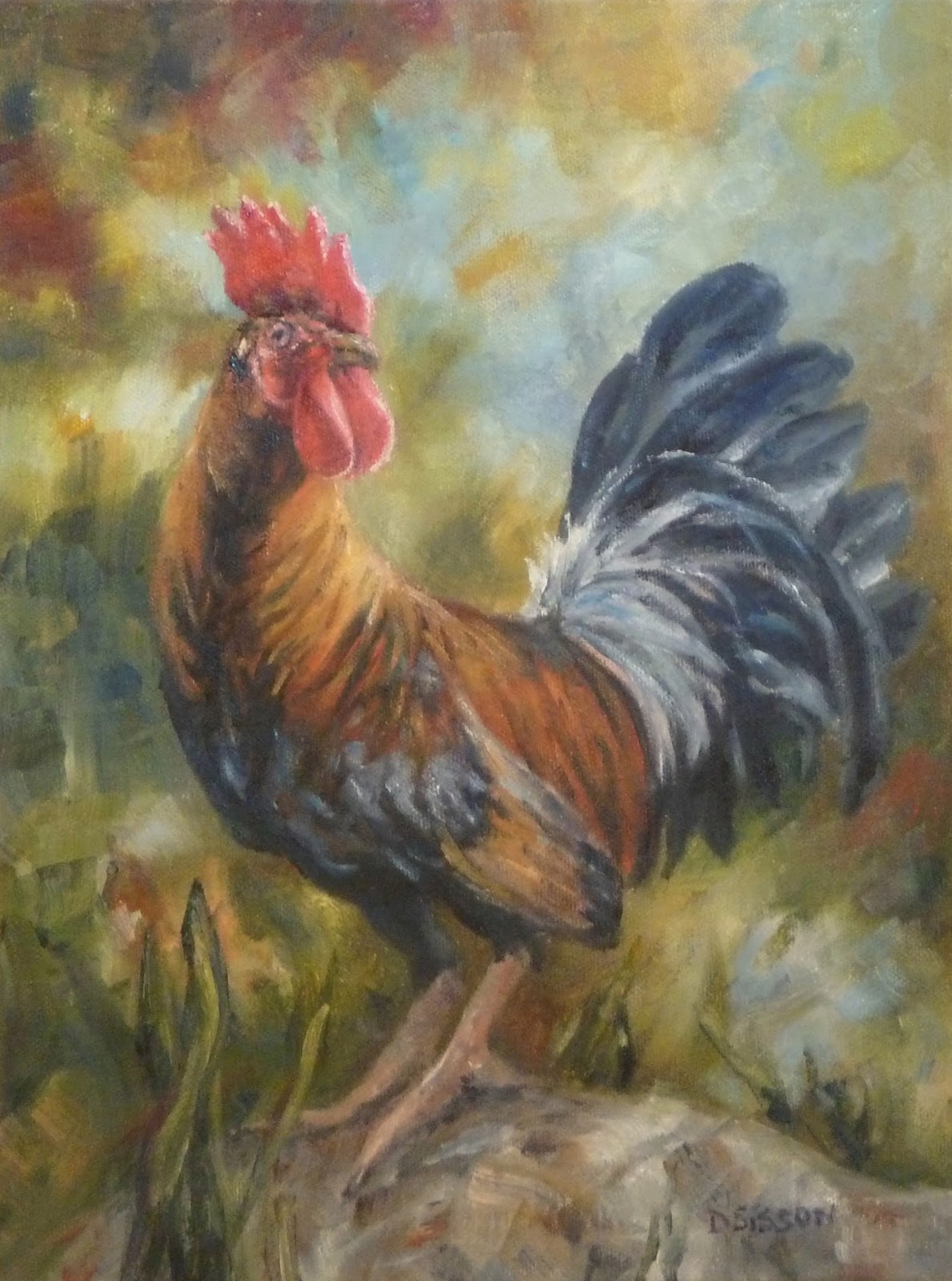 Daily Painting Projects: Regal Rooster Oil Painting Rooster Art Chicken ...