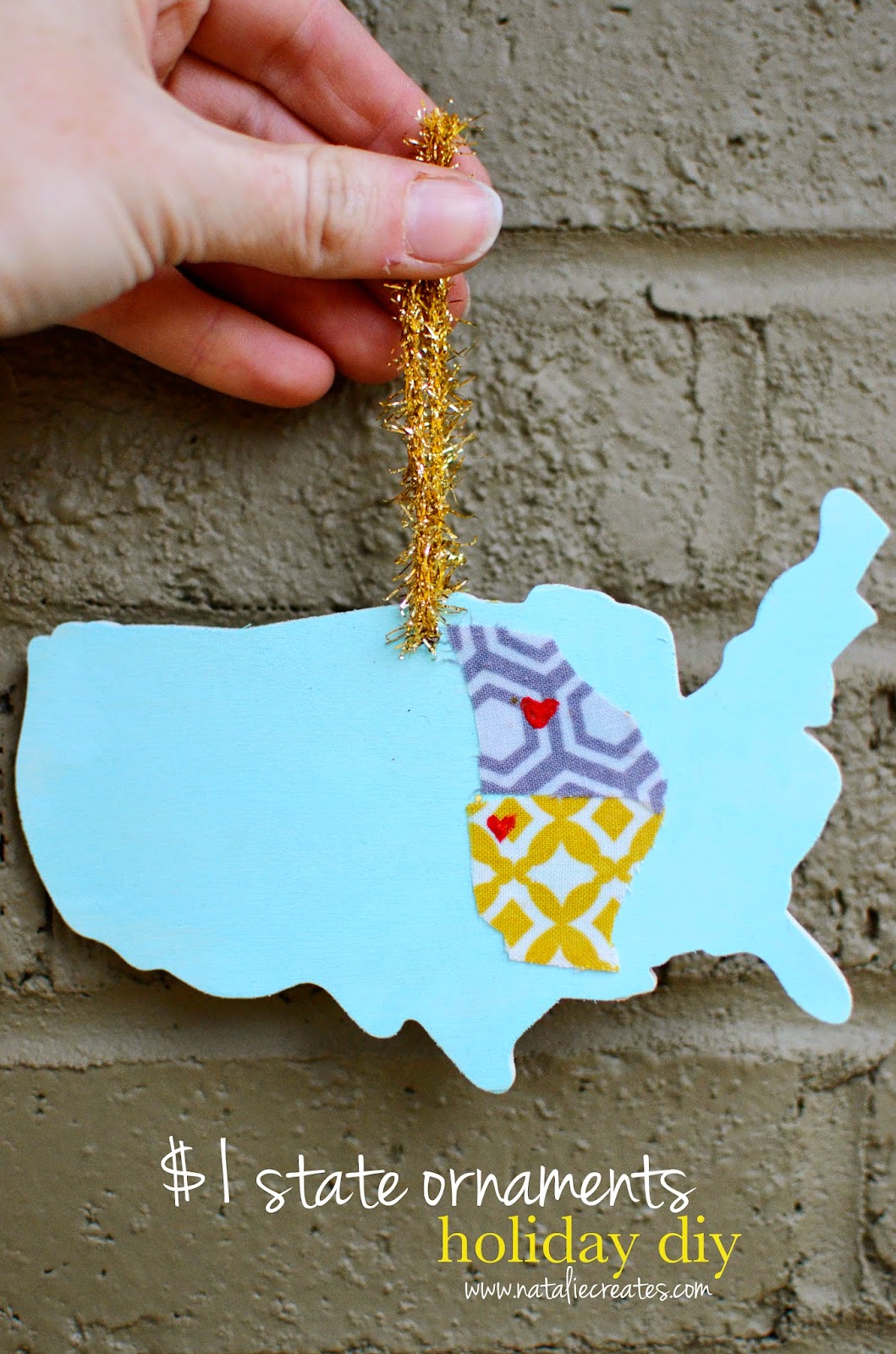 natalie creates: $1 state ornament holiday diy