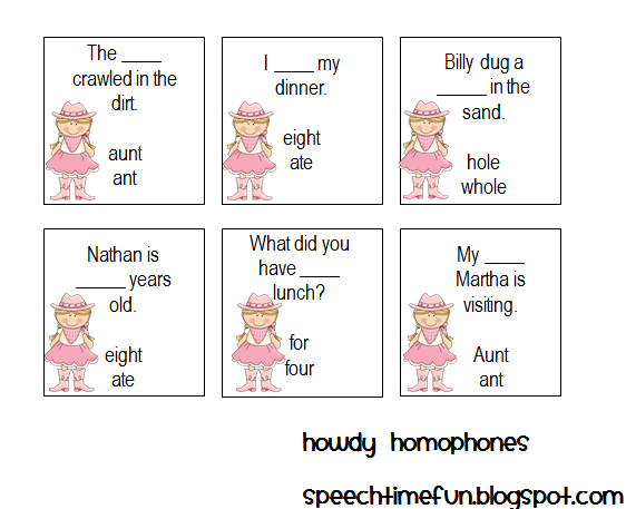 Howdy Homophones - Speech Time Fun: Speech and Language Activities