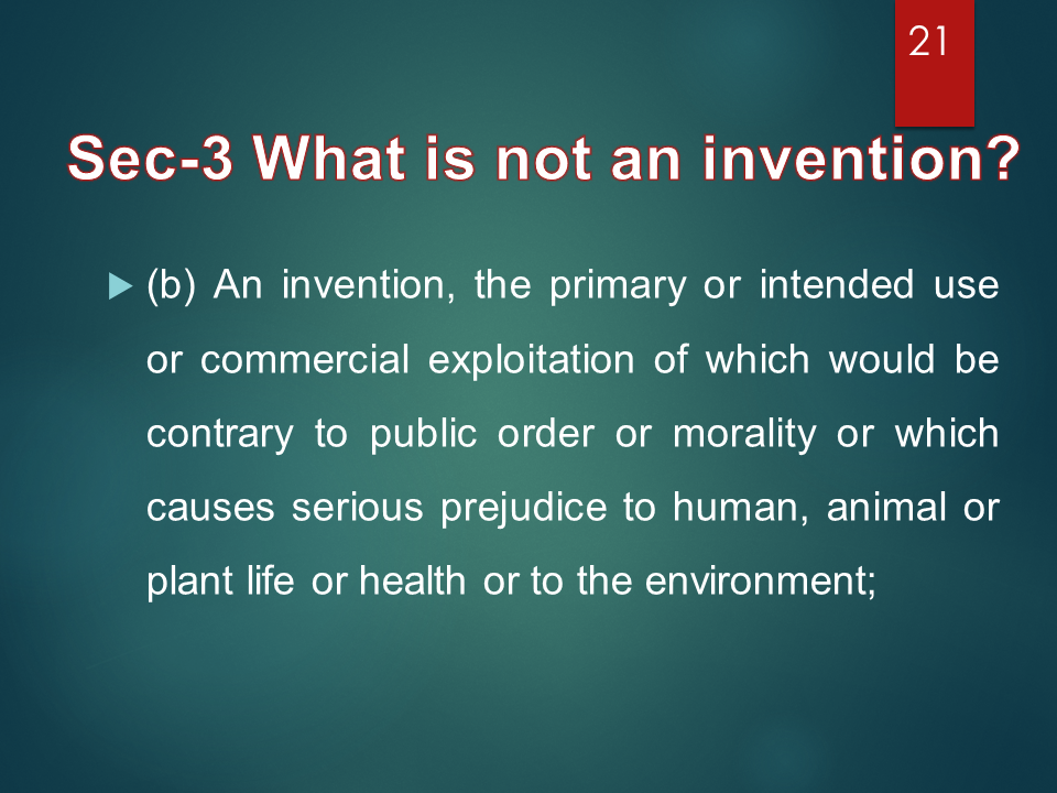 PATENTABLE AND NON PATENTABLE INVENTIONS