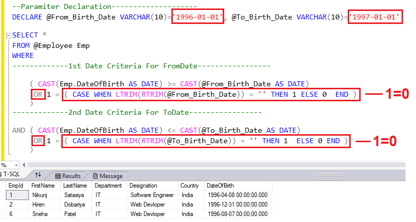 SQL Server Date Range Condition in WHERE Clause | Codingvila