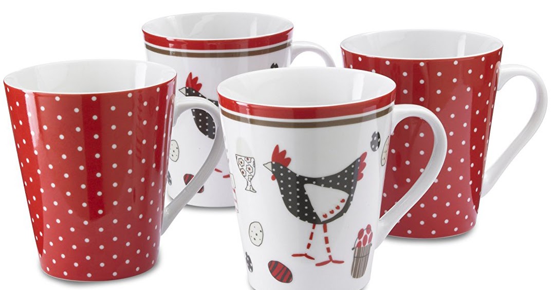 Cooksmart Chicken China Mugs (Set of 4) - Valentine Special