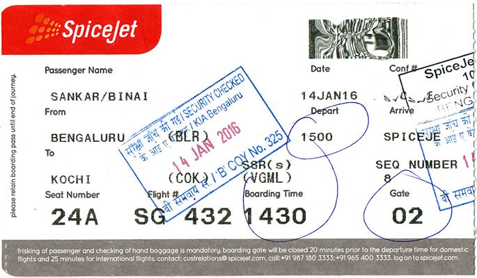 Spicejet Boarding Pass