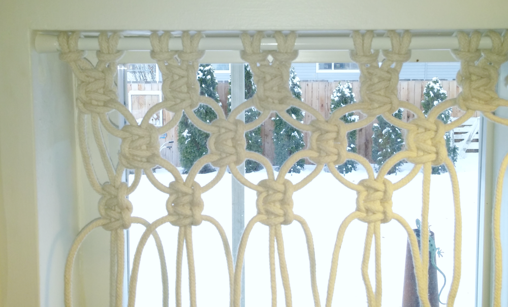 DIY Macrame Kitchen Curtain - Little Vintage Cottage